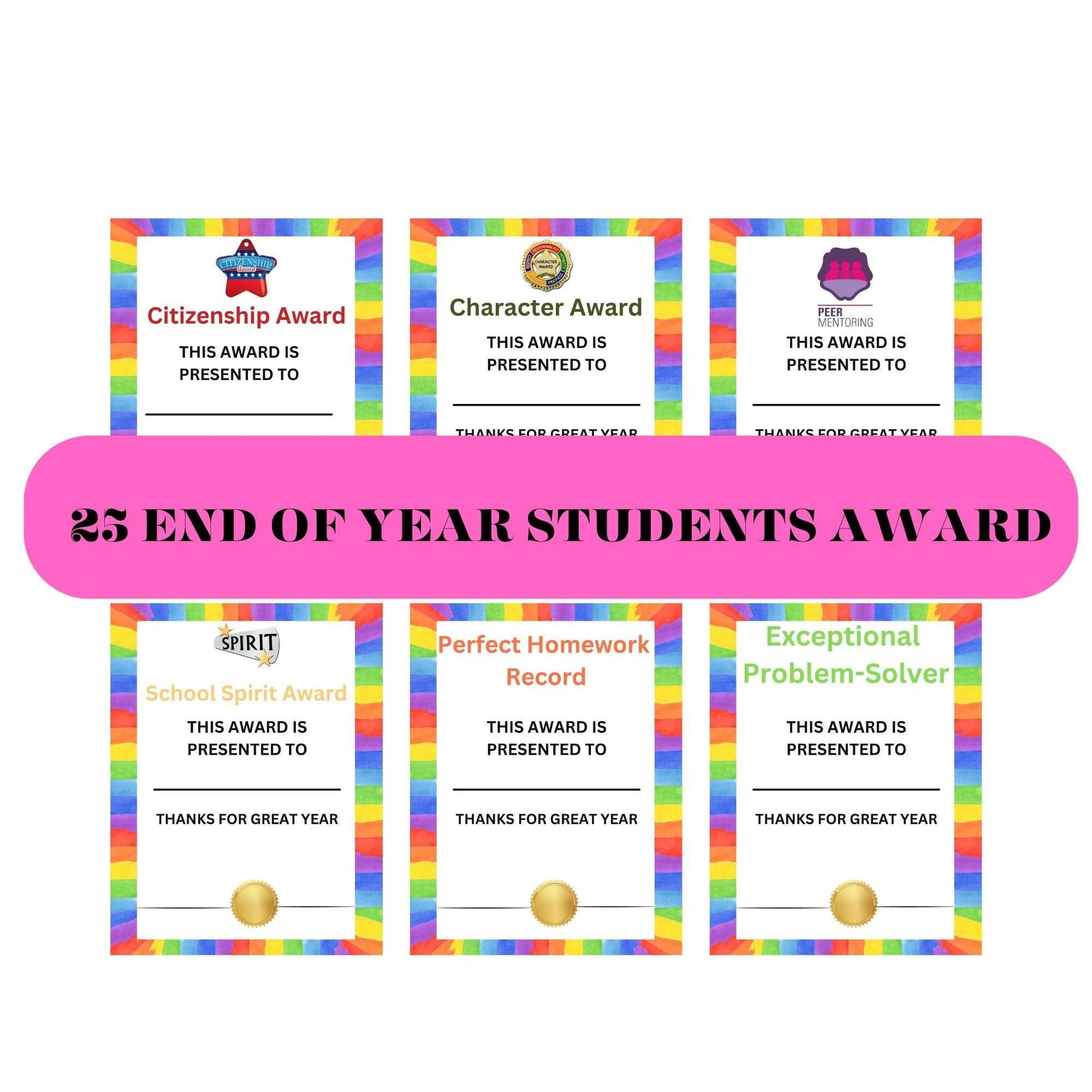 25 End of School Year Student Award Certificate/end of School Year ...