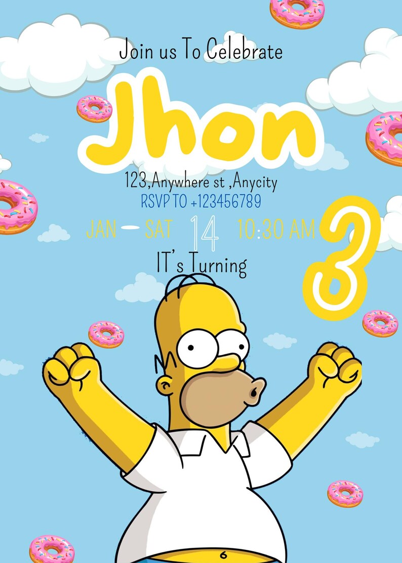 The Simpsons Birthday Invitation: Canva Template, Digital Download ...