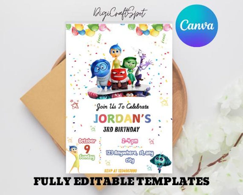 Editable Inside Out Birthday Invitation Template, Birthday Party ...