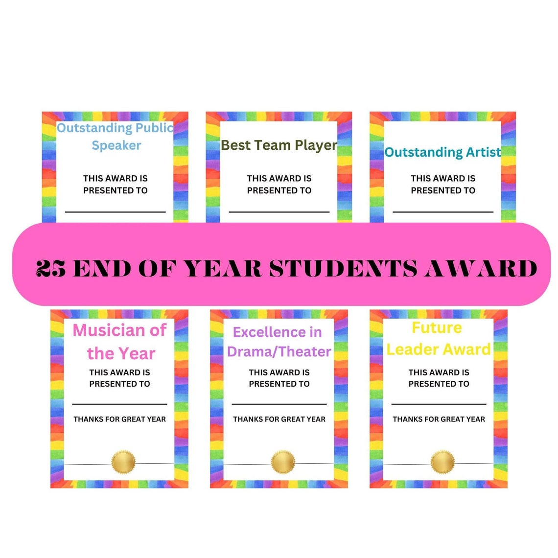 25 End of School Year Student Award Certificate/end of School Year ...