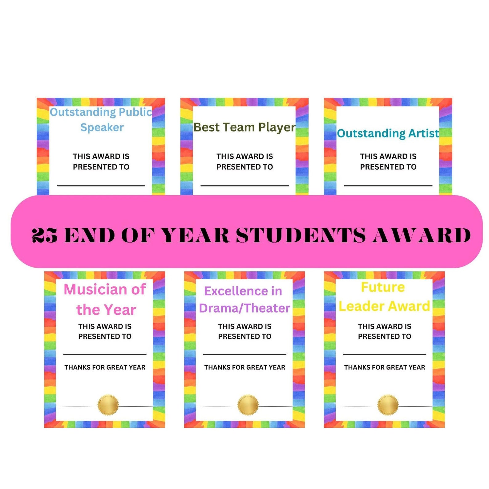 25 End of School Year Student Award Certificate/end of School Year ...