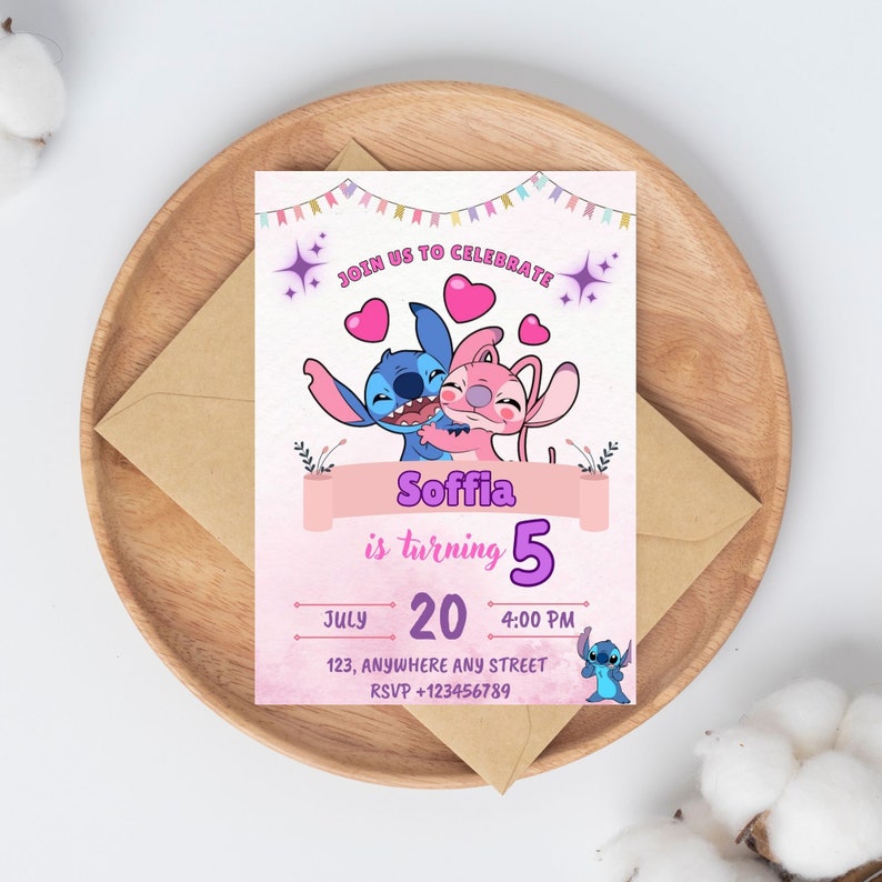 Stitch Editable Birthday Invitation Template, Printable Birthday Party ...