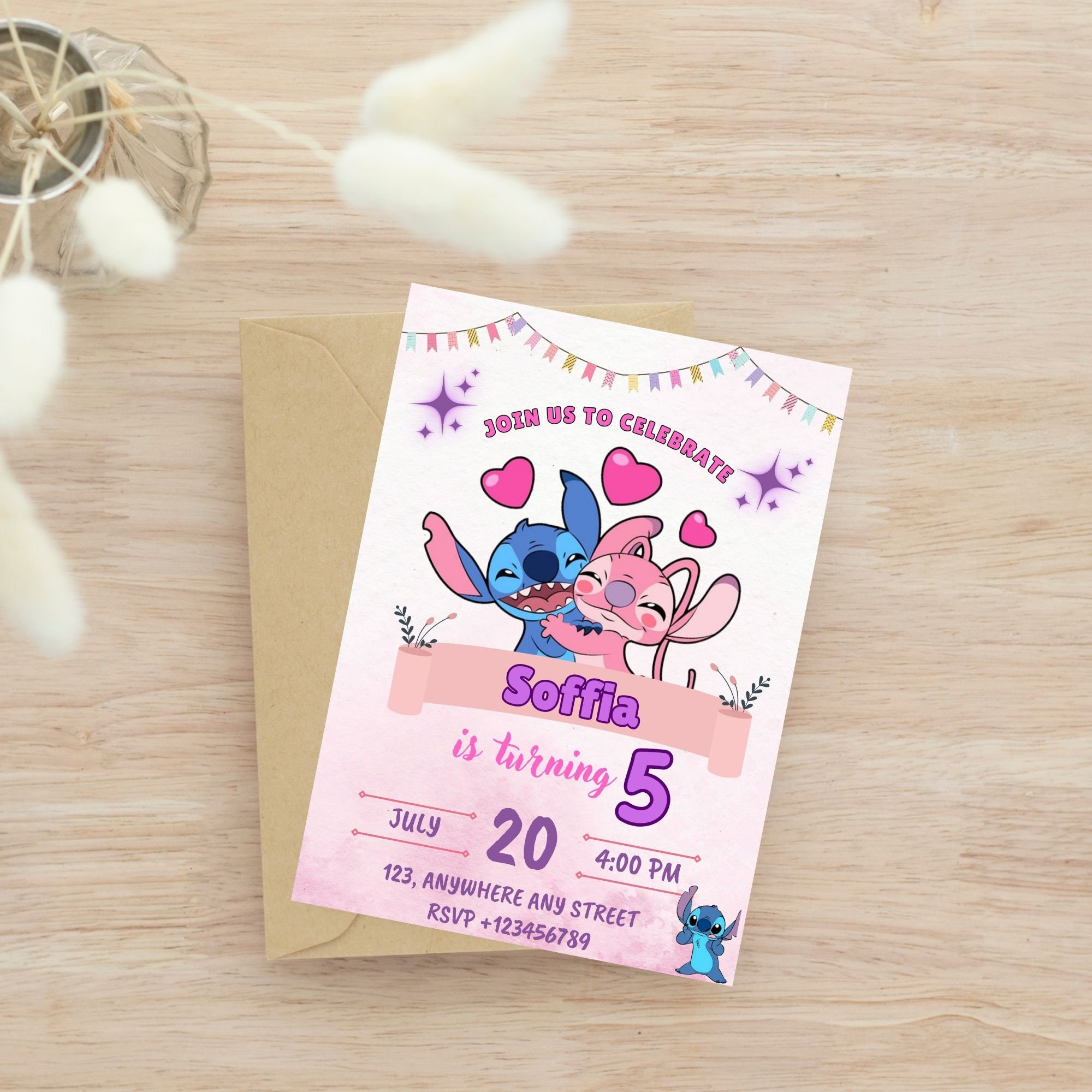 Stitch Editable Birthday Invitation Template, Printable Birthday Party ...