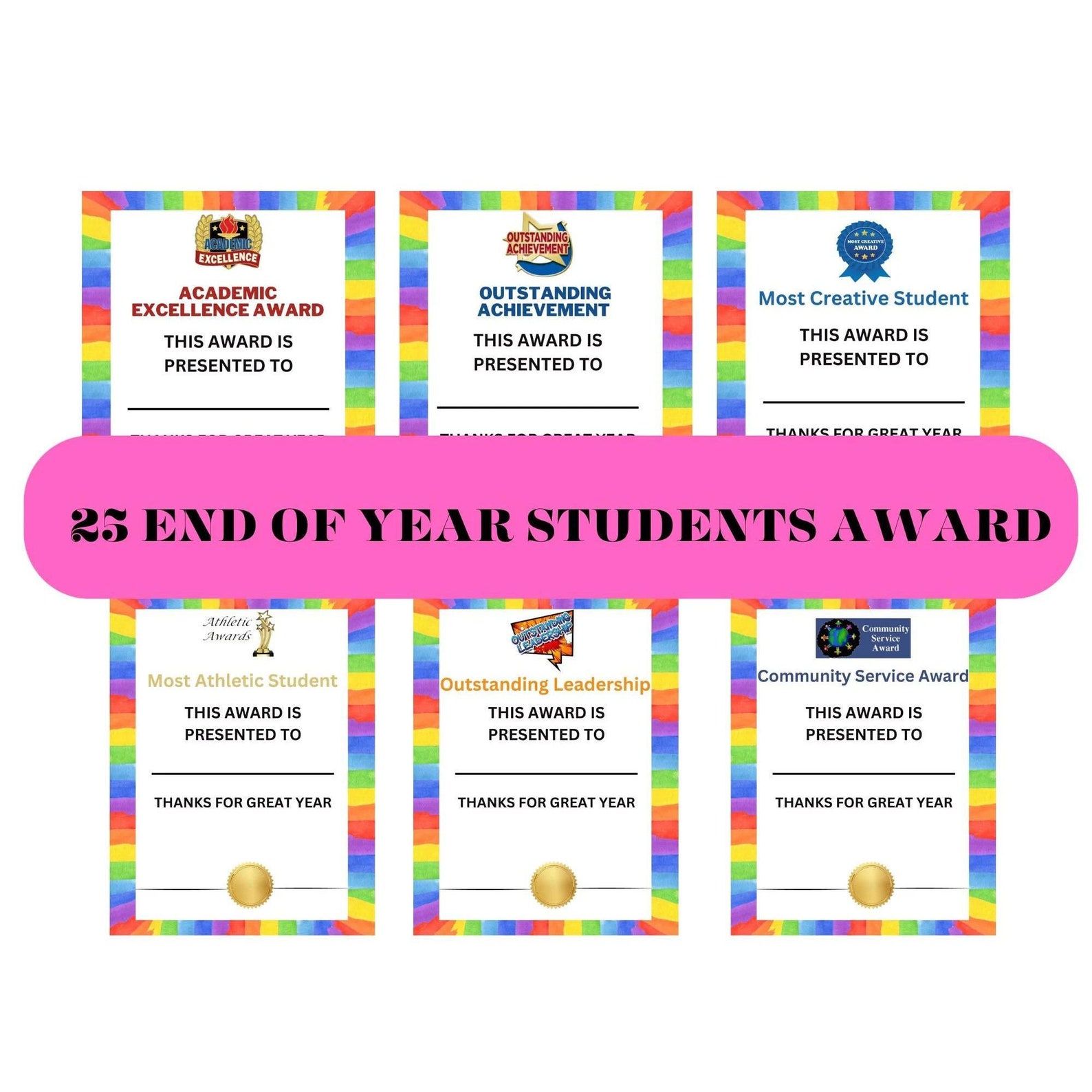 25 End of School Year Student Award Certificate/end of School Year ...