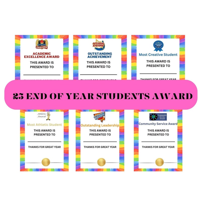 25 End of School Year Student Award Certificate/end of School Year ...