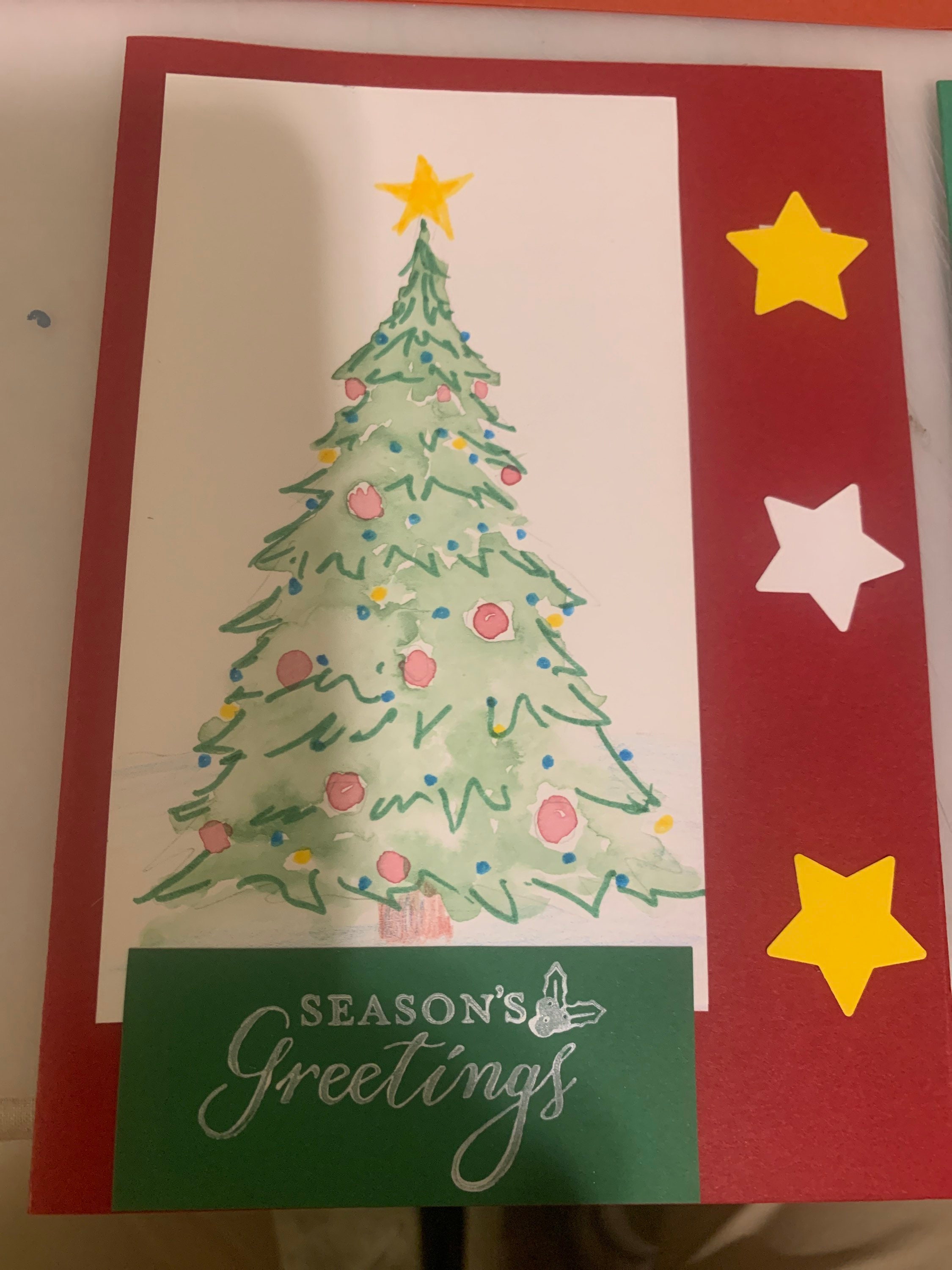 Set of 4 handmade watercolor/colored pencil Christmas cards. | Etsy