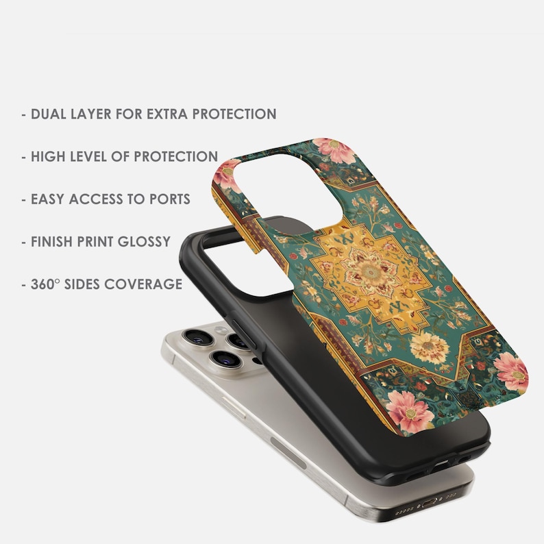 Persian Rug Phone Case Boho Carpet Tough Cover Fit for Samsung S25 S24 ...