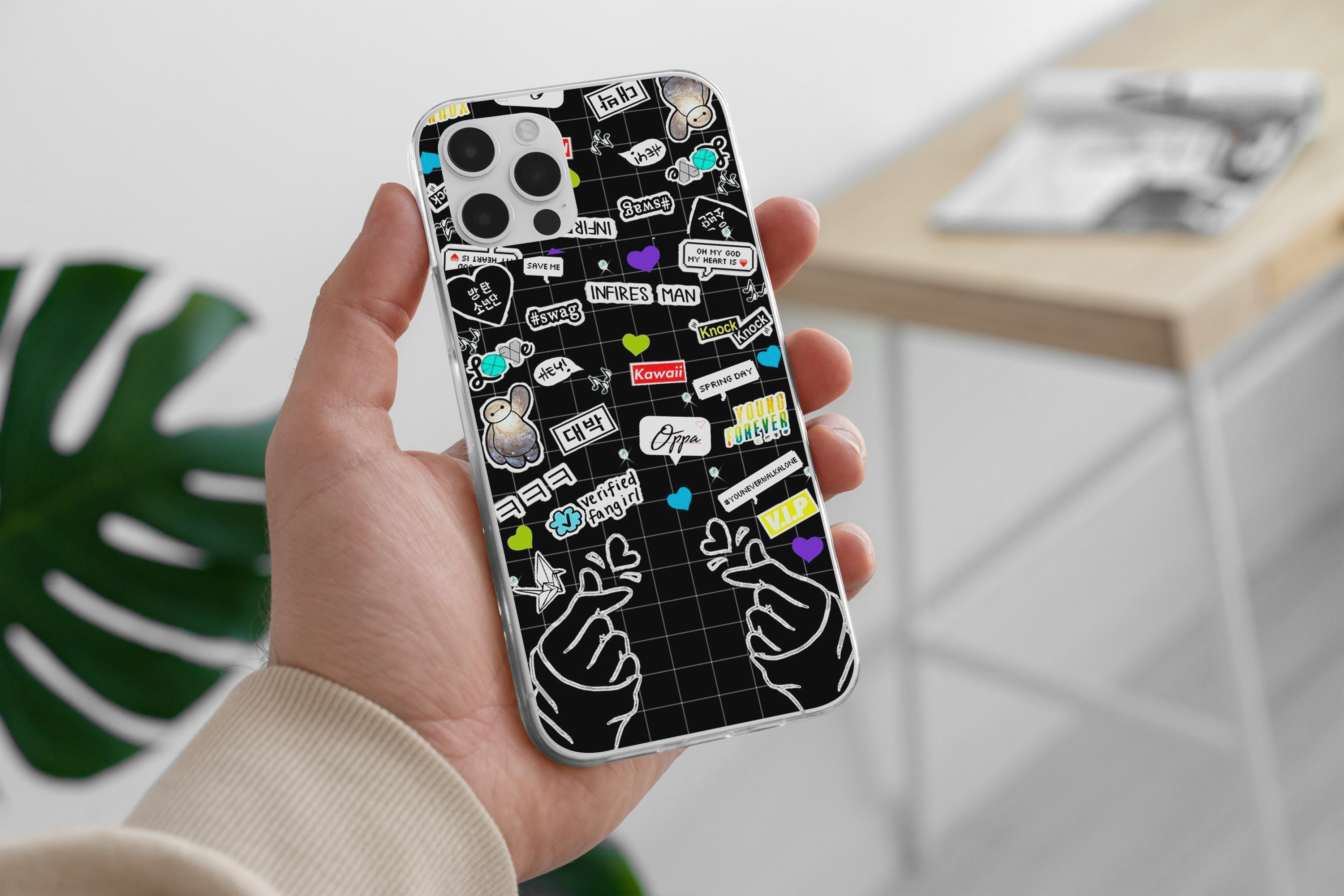 Kawaii Phone Case, Korean Cover Fit for iPhone 17 16 15 14 13 12 Pro ...