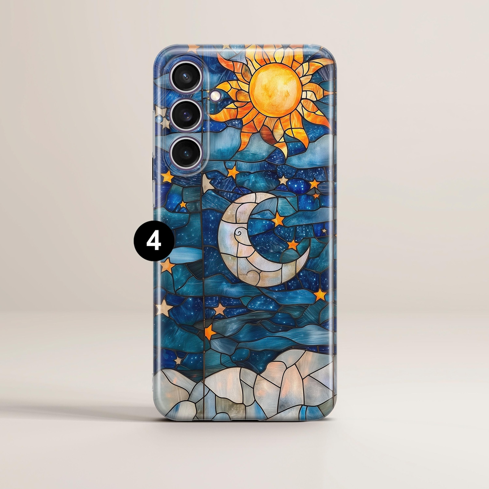 Moon Phone Case Stained Glass Print Cover Fit for Samsung S26 S25 S24 ...