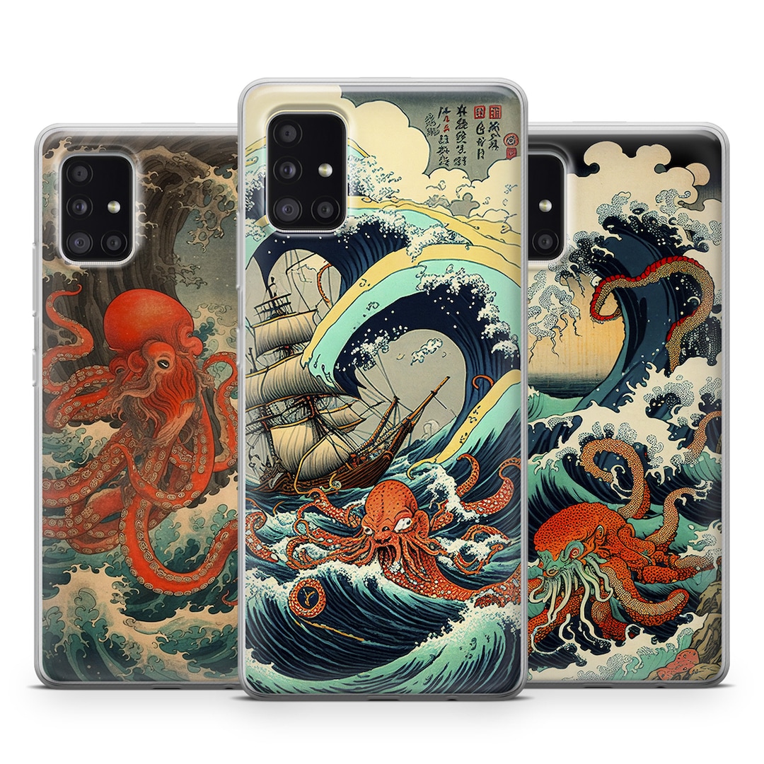 Octopus Phone Case, Japanese Art Cover Fit for Samsung S25 S24 S23 S22 ...