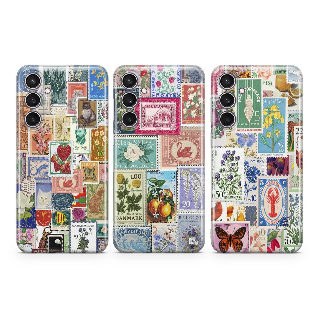 Postage Stamps Phone Case Vintage Cover Fit for Samsung S26 S25 S24 S23 ...
