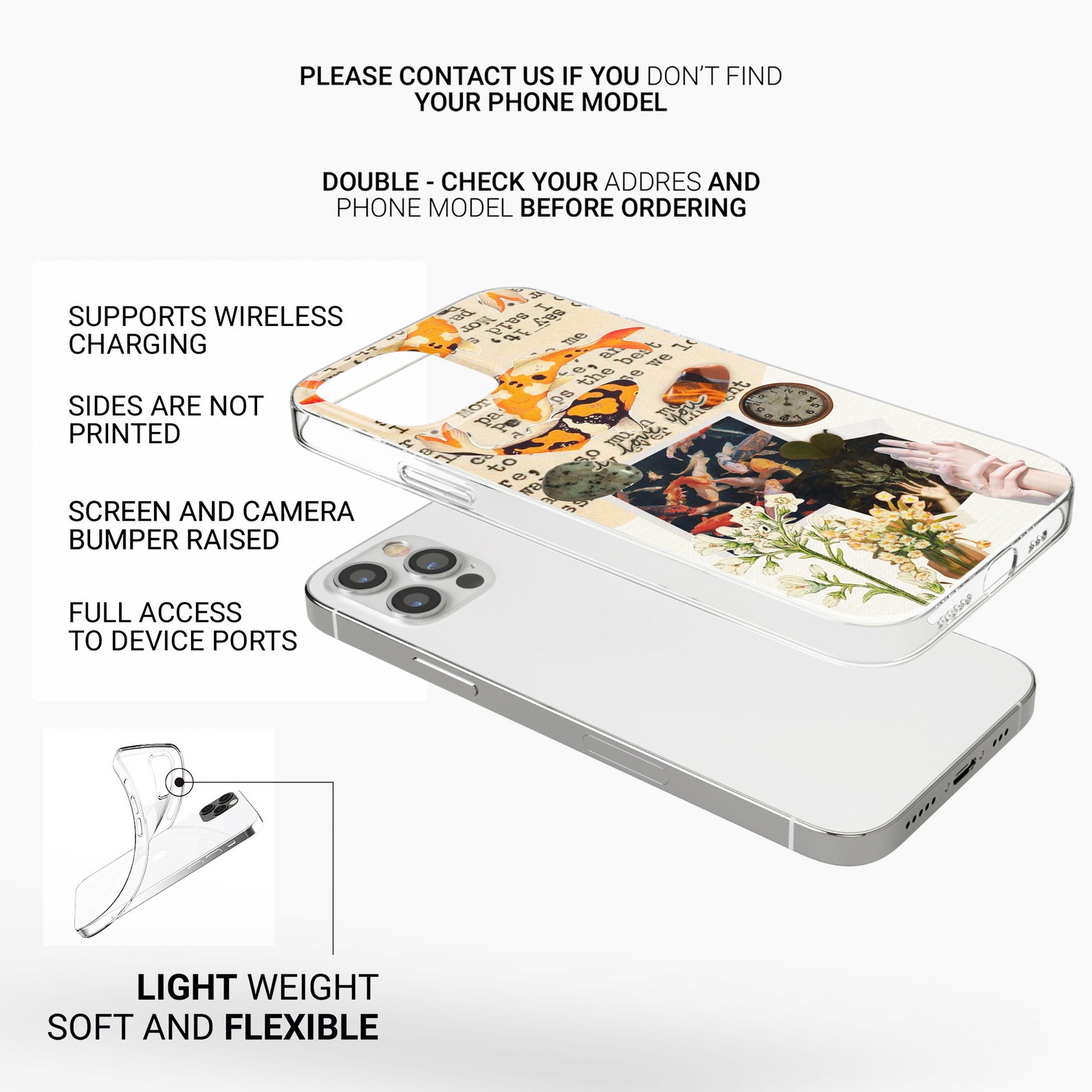 Goldfish Phone Case Koi Fish Collage Cover Fit for Samsung S26 S25 S24 ...