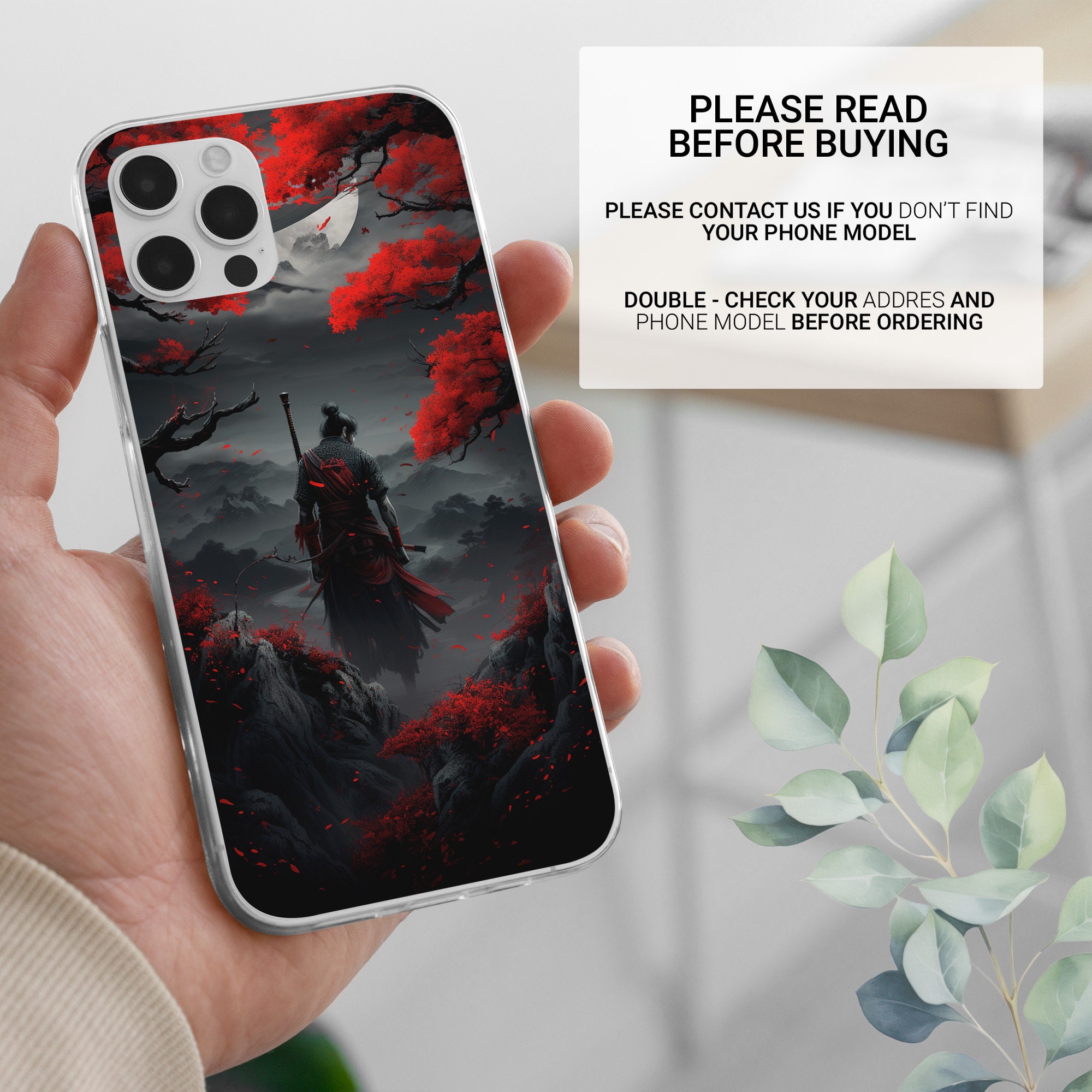 Samurai Phone Case Anime Art Cover Fit for iPhone 17 16 15 14 13 12 Pro ...
