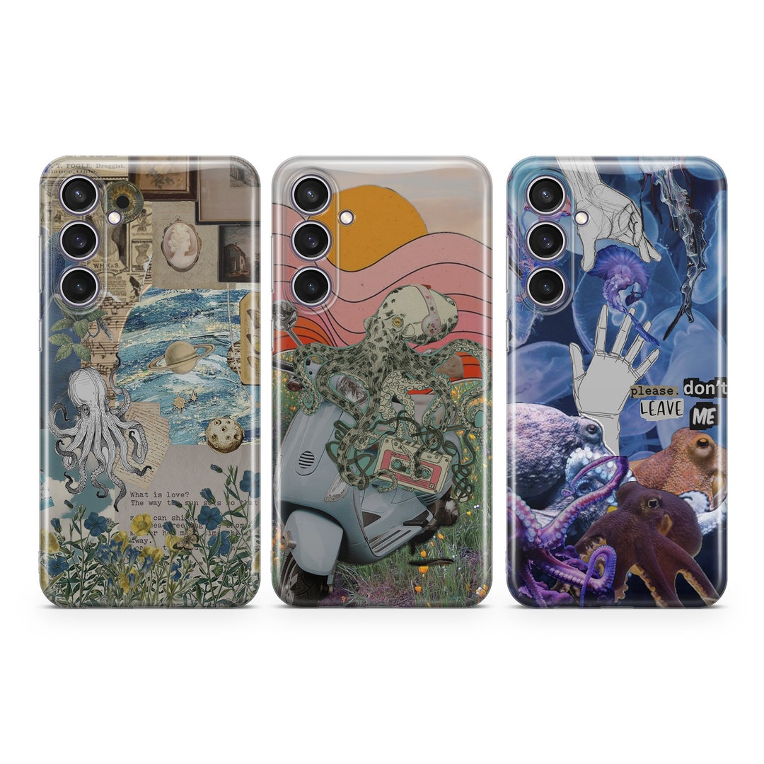 Octopus Phone Case Tentacles Collage Cover Fit for Samsung S25 S24 S23 ...