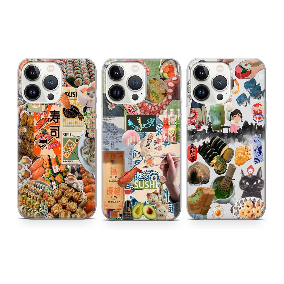 Sushi Phone Case Japanese Food Collage Cover Fit for iPhone 17 16 15 14 ...