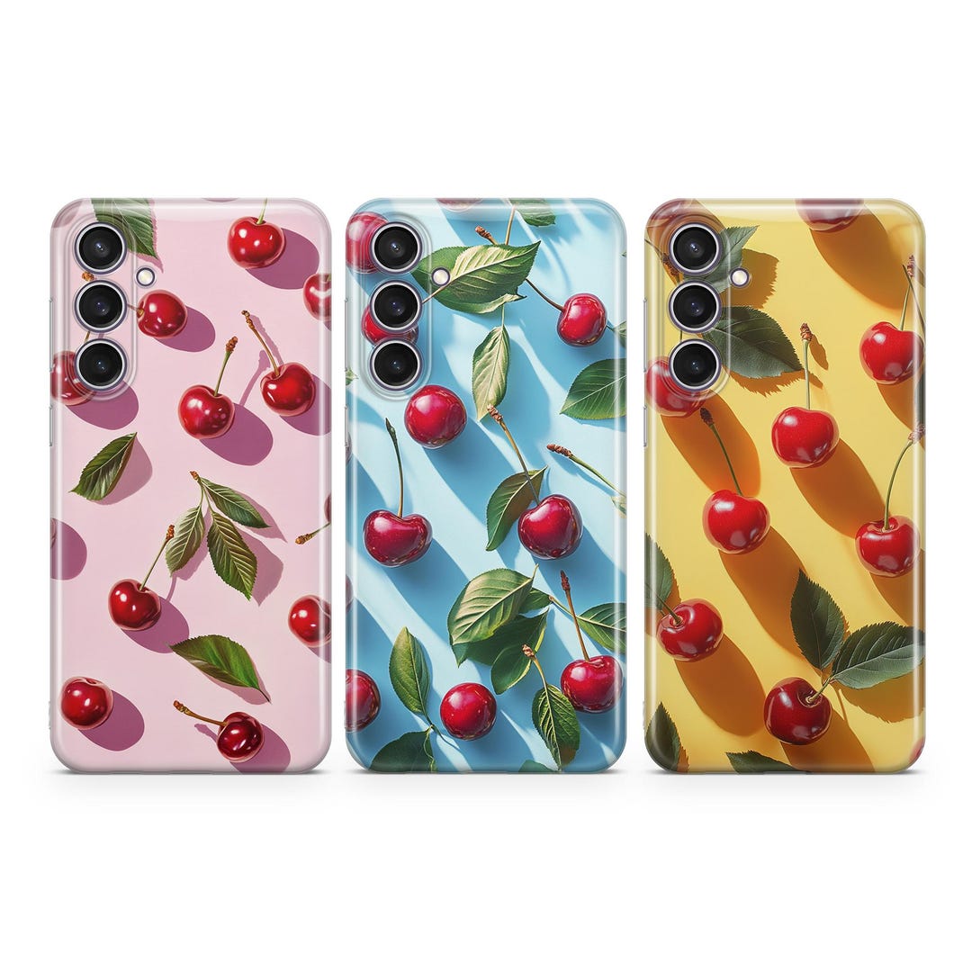 Red Cherry Phone Case Coquette Leaves Cover Fit for Samsung S26 S25 S24 ...
