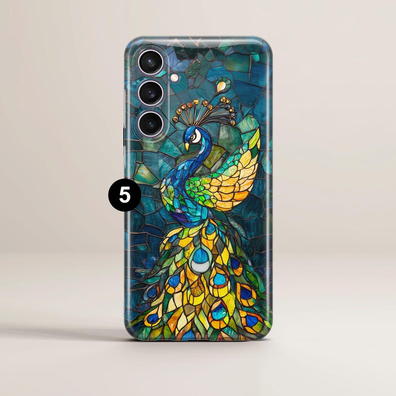 Peacock Phone Case Stained Glass Print Cover Fit for Samsung S26 S25 ...