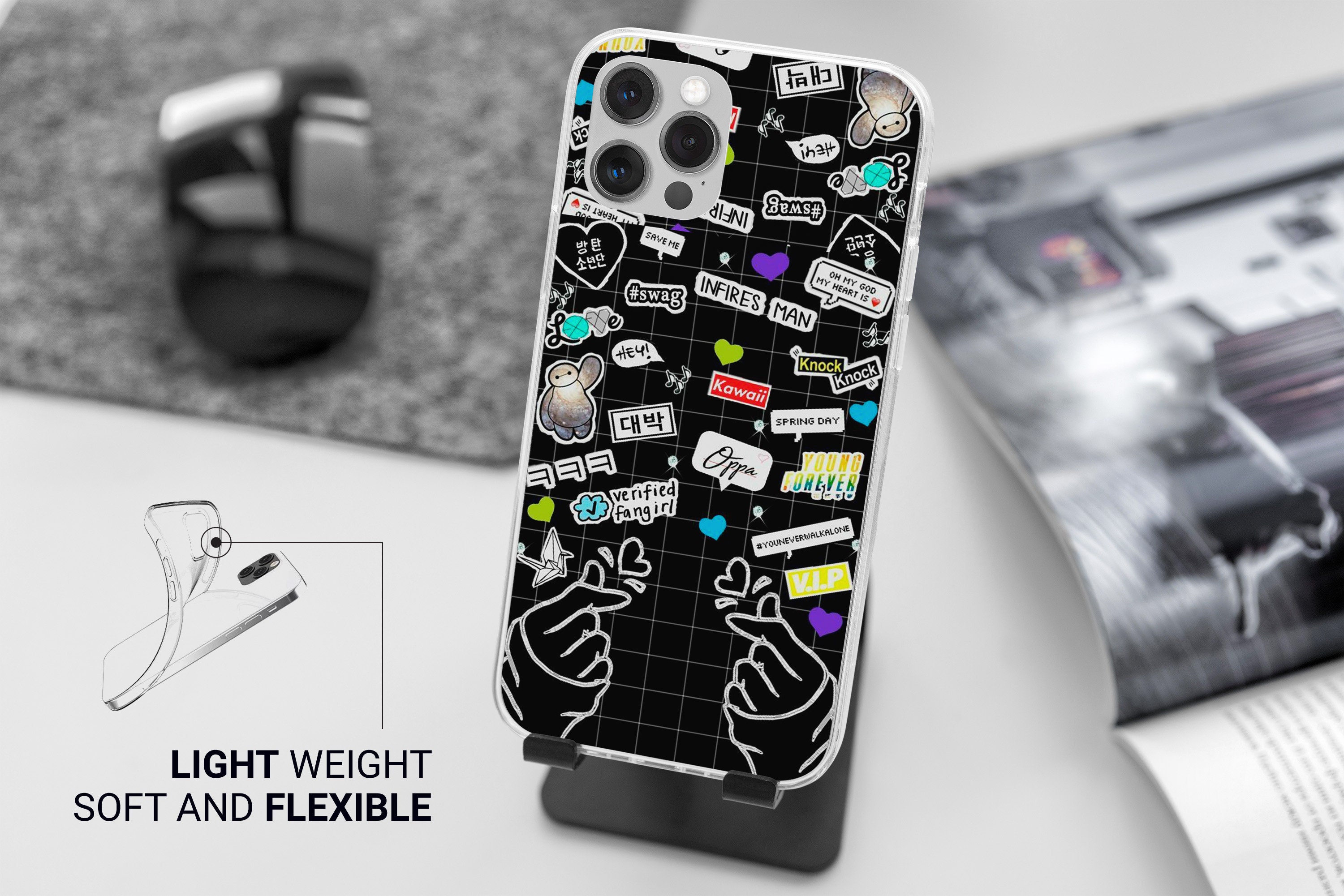 Kawaii Phone Case, Korean Cover Fit for iPhone 17 16 15 14 13 12 Pro ...