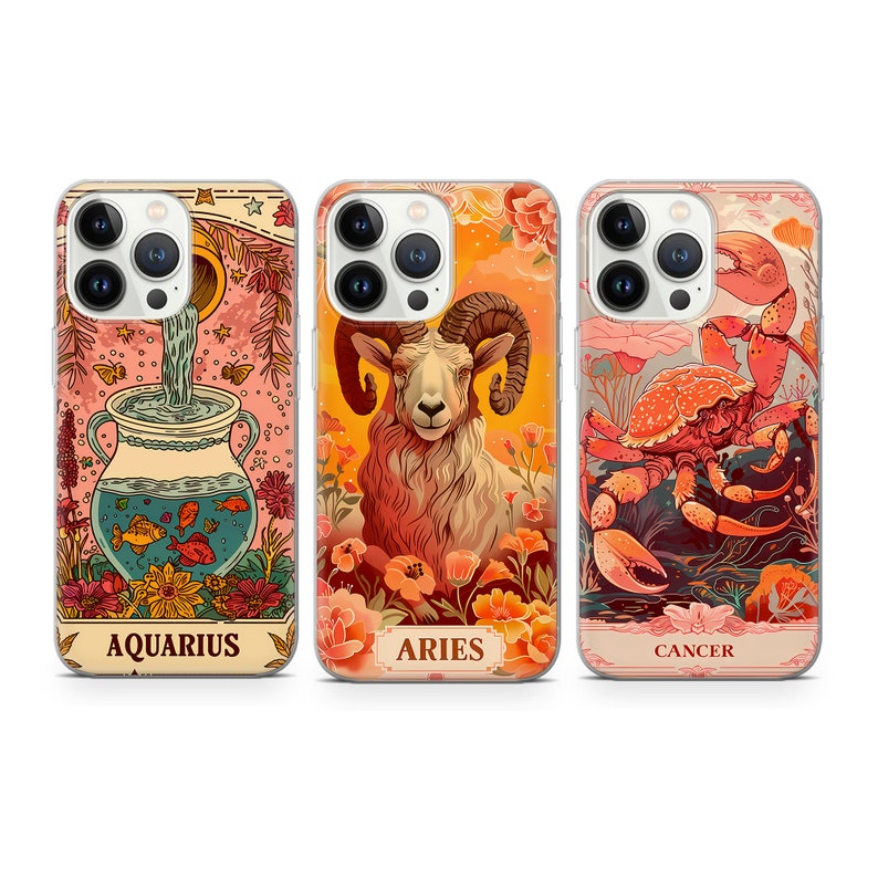 Zodiac Phone Case Tarot Cards Horoscope Cover Fit for iPhone 17 16 15 ...