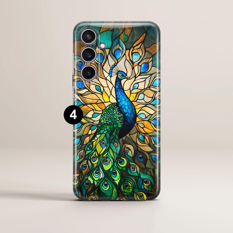 Peacock Phone Case Stained Glass Print Cover Fit for Samsung S26 S25 ...