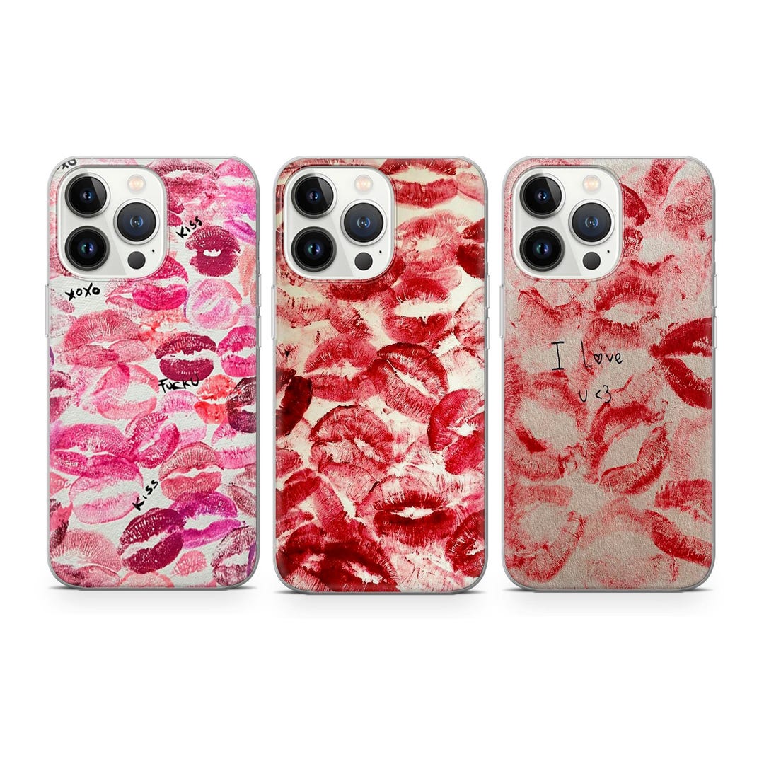 Lips Phone Case Lipstick Kisses Red Cover Fit for iPhone 17 16 15 14 13 ...