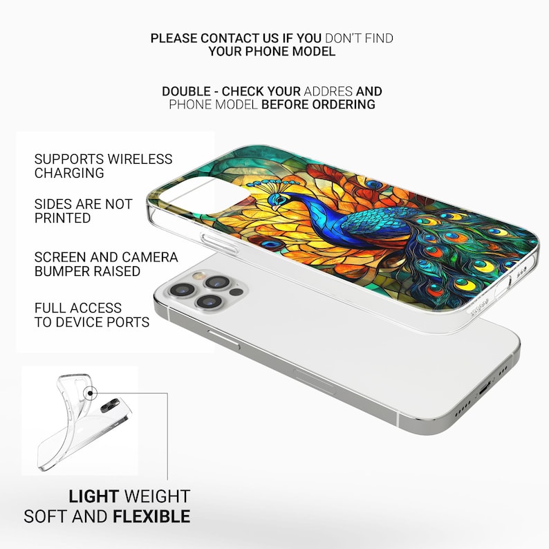 Peacock Phone Case Stained Glass Print Cover Fit for Samsung S26 S25 ...