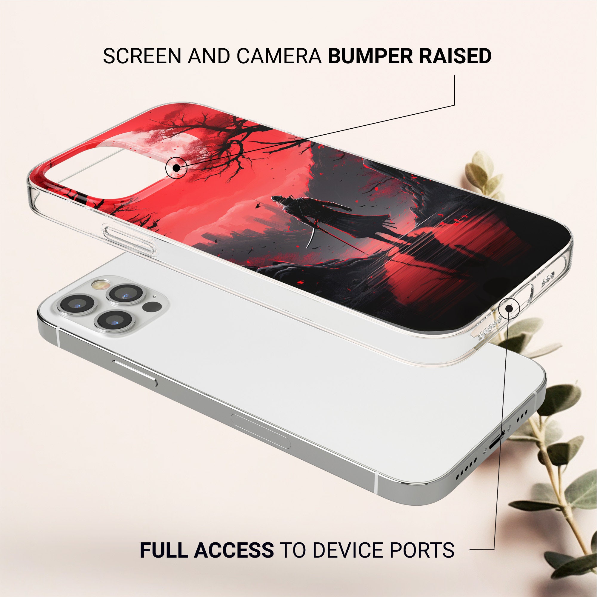 Samurai Phone Case Anime Art Cover Fit for iPhone 17 16 15 14 13 12 Pro ...