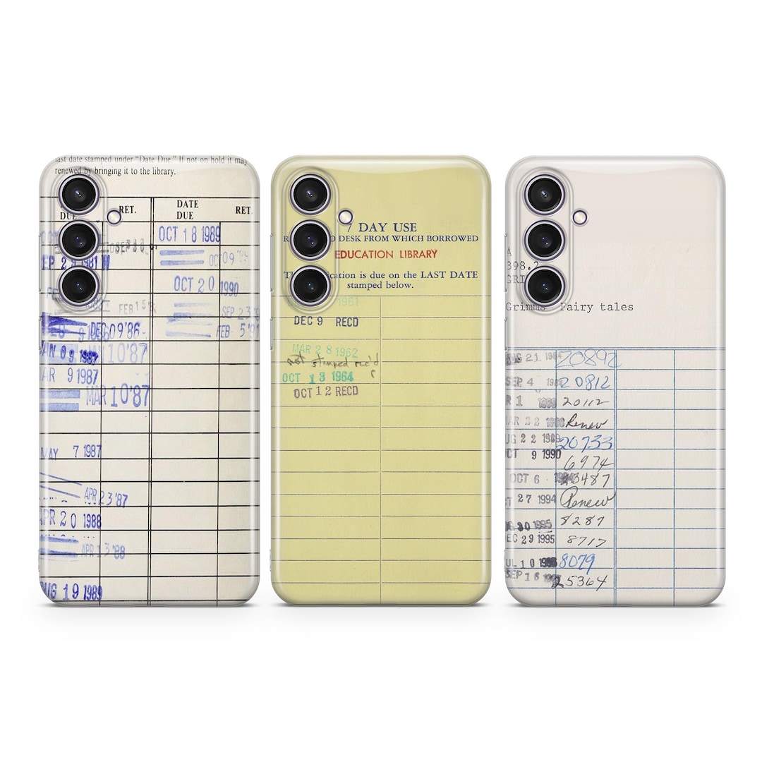 Library Card Phone Case Retro Books Cover Fit for Samsung S25 S24 S23 ...
