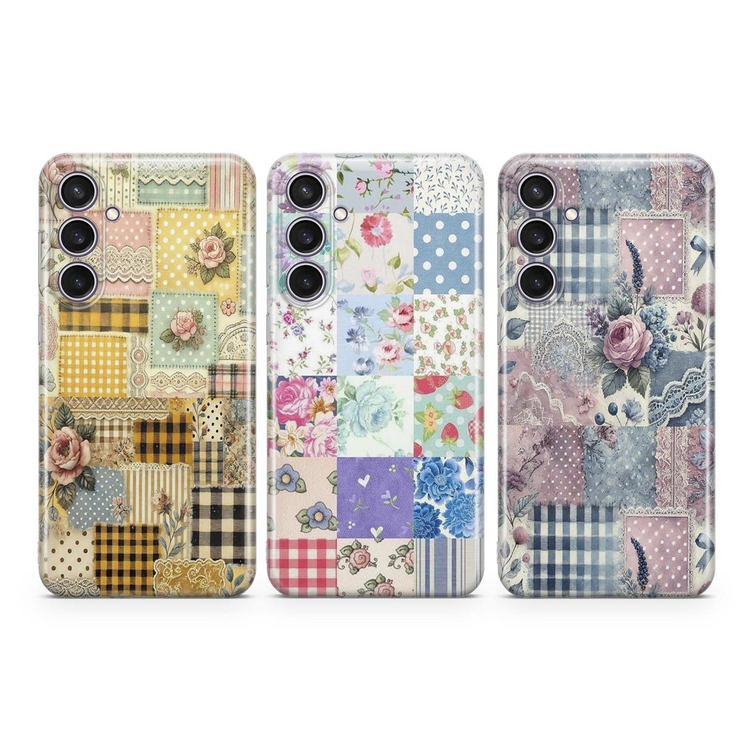 Patchwork Phone Case Quilt Tile Floral Cover Fit for Samsung S26 S25 ...