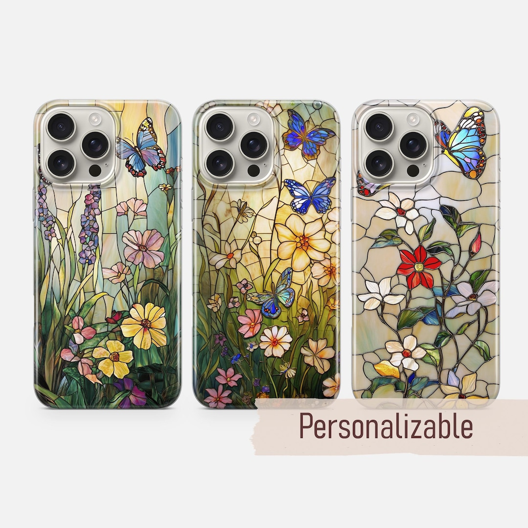 Stained Glass Phone Case Flower Print Cover Fit for iPhone 17 16 15 14 ...