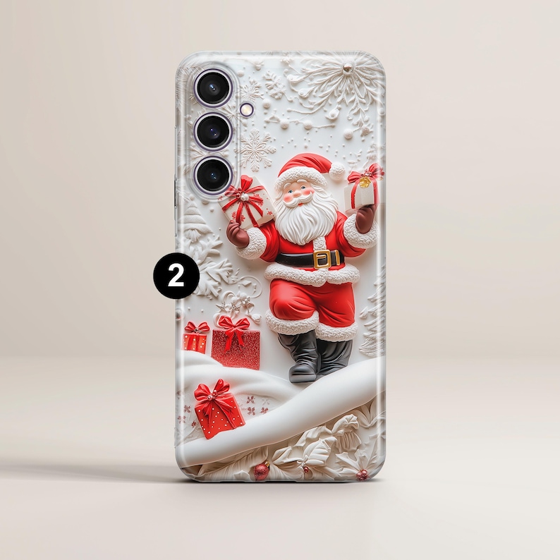 Santa Claus Phone Case 3D Effect Christmas Cover Fit for Samsung S25 ...