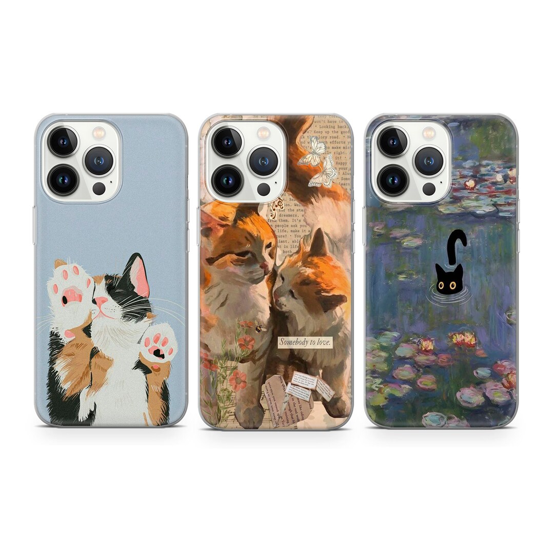 Cat Phone Case Cute Kittens Cover Fit for iPhone 17 16 15 14 13 12 Pro ...