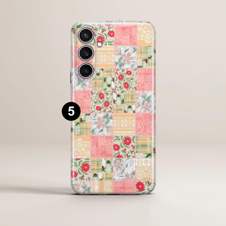 Patchwork Phone Case Quilt Tile Floral Cover Fit for Samsung S26 S25 ...