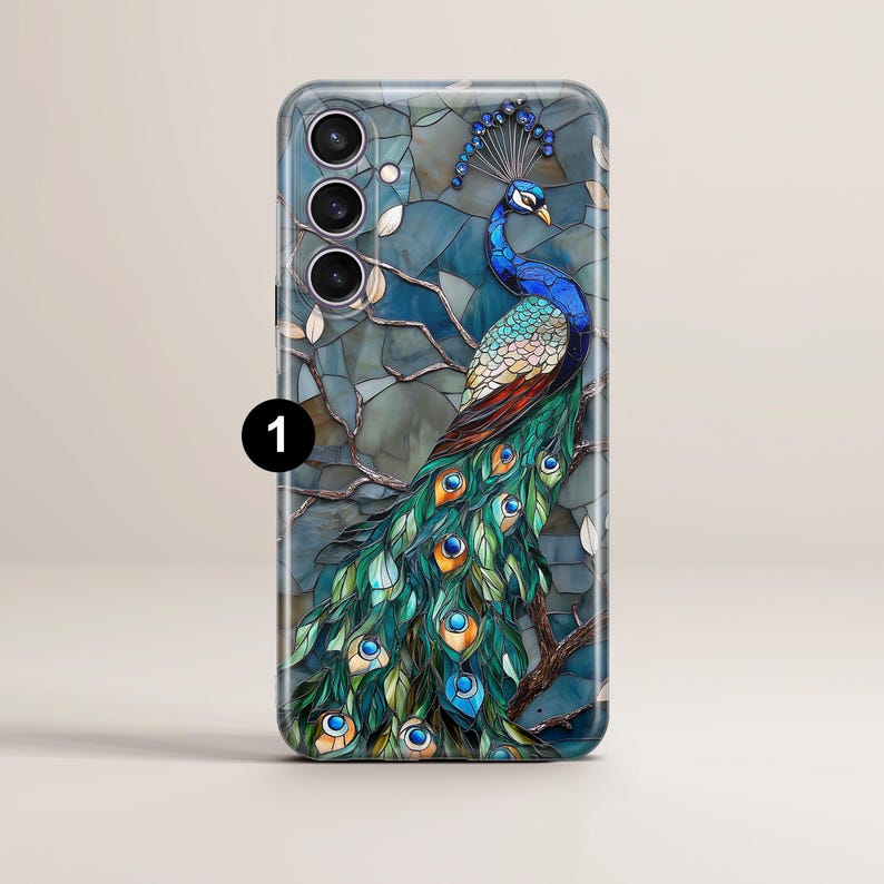 Peacock Phone Case Stained Glass Print Cover Fit for Samsung S26 S25 ...