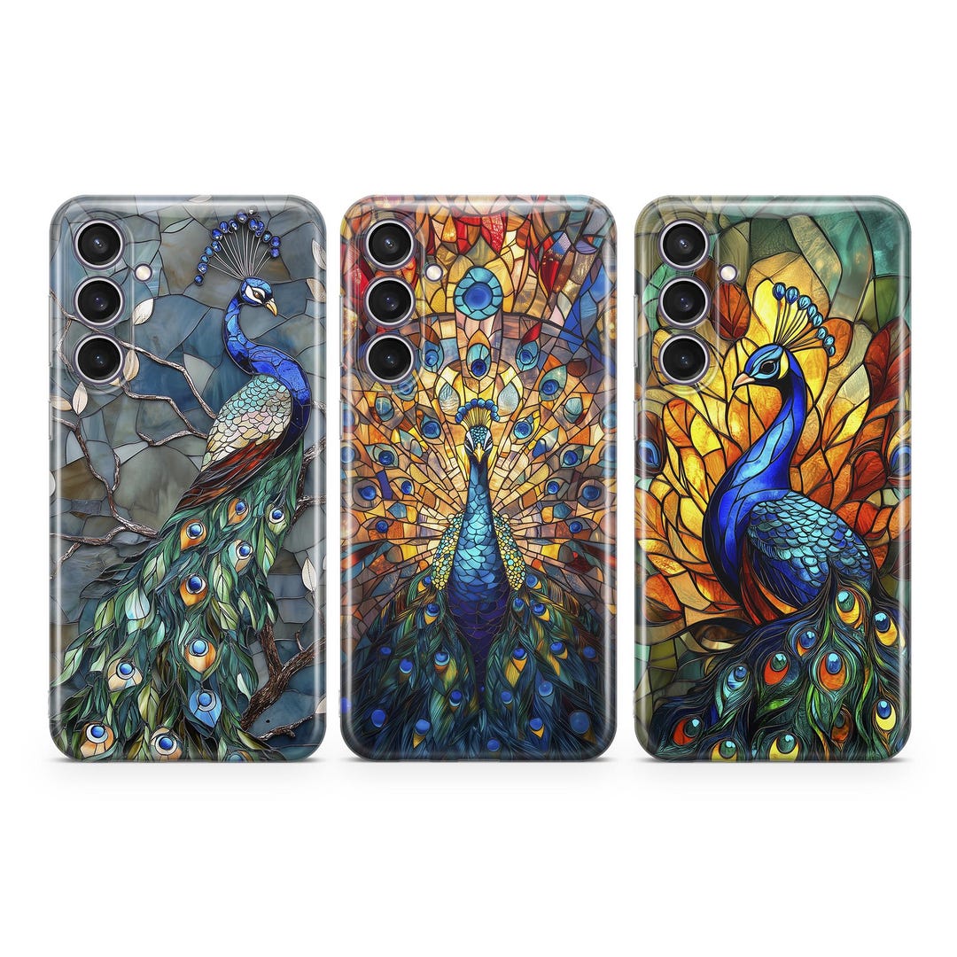 Peacock Phone Case Stained Glass Print Cover Fit for Samsung S26 S25 ...