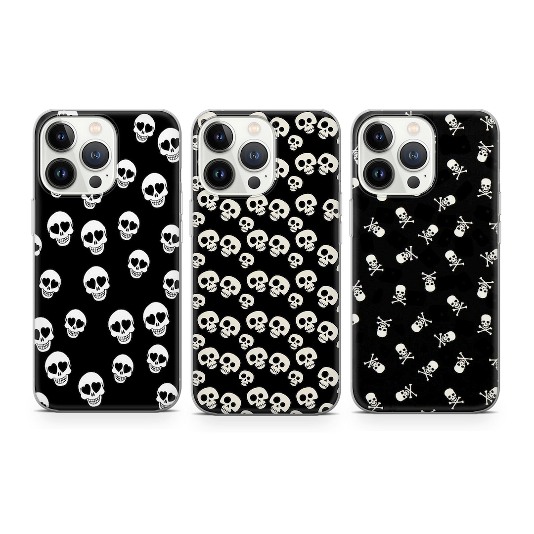 Skulls Phone Case Gothic Horror Pattern Cover Fit for iPhone 17 16 15 ...