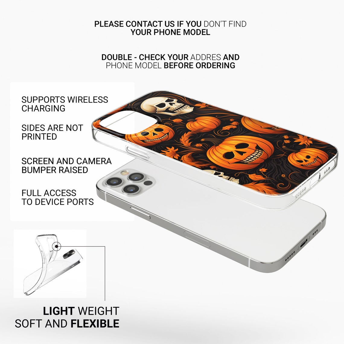Halloween Phone Case Autumn Cover Fit for iPhone 17 16 15 14 13 12 Pro ...