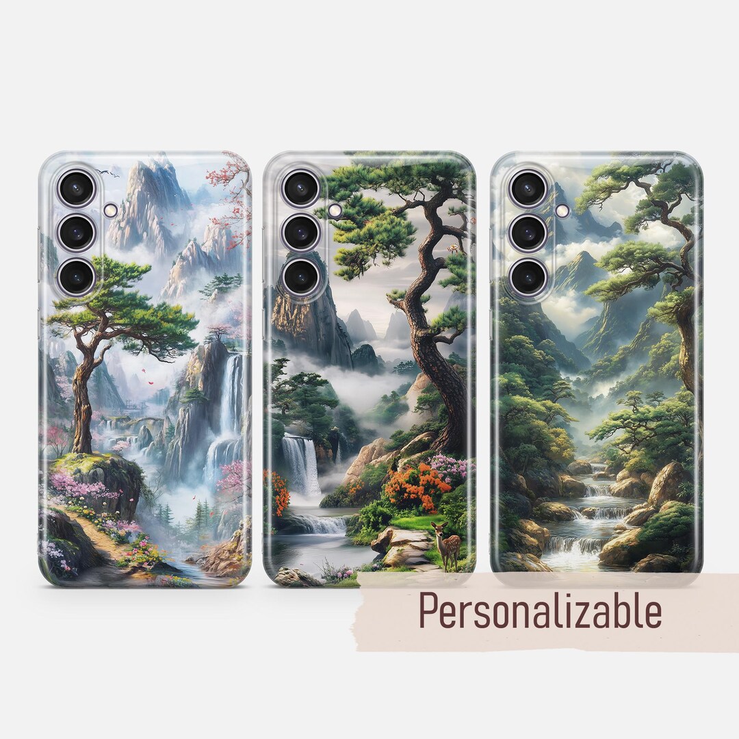 Pine Tree Phone Case Asian Landscape Cover Fit for Samsung S26 S25 S24 ...