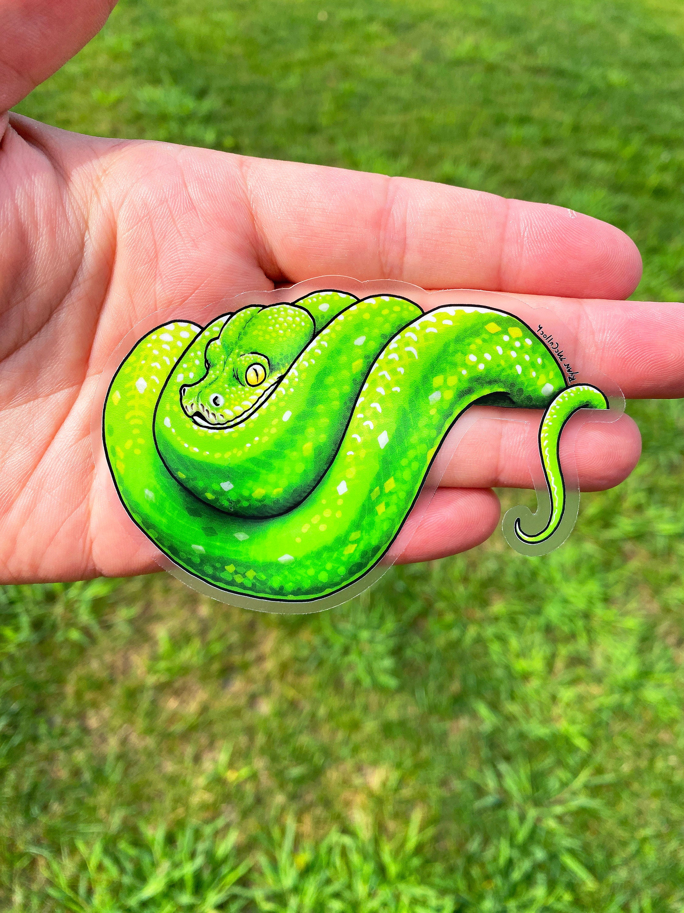 GREEN TREE PYTHON Sticker Pack! Cute Snake Stickers: Clear, Holo, Vinyl ...