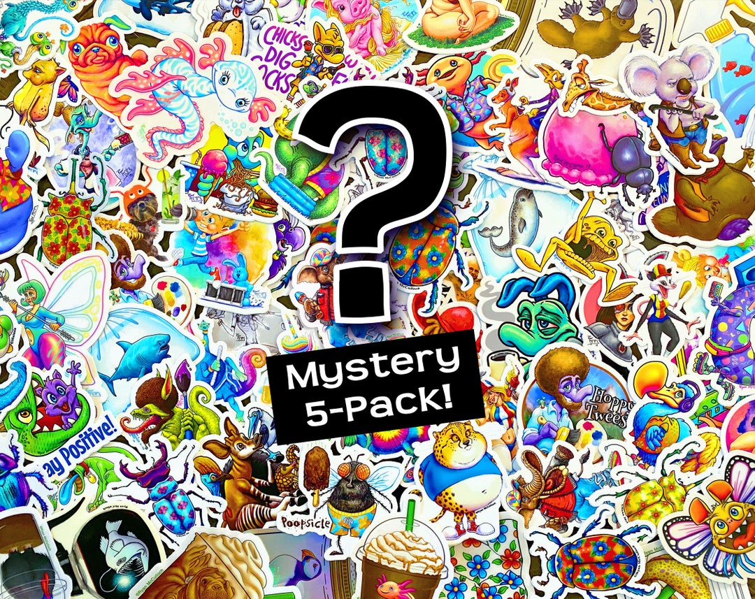 MYSTERY Sticker Pack of 5 Waterproof Holo Clear Glitter - Etsy