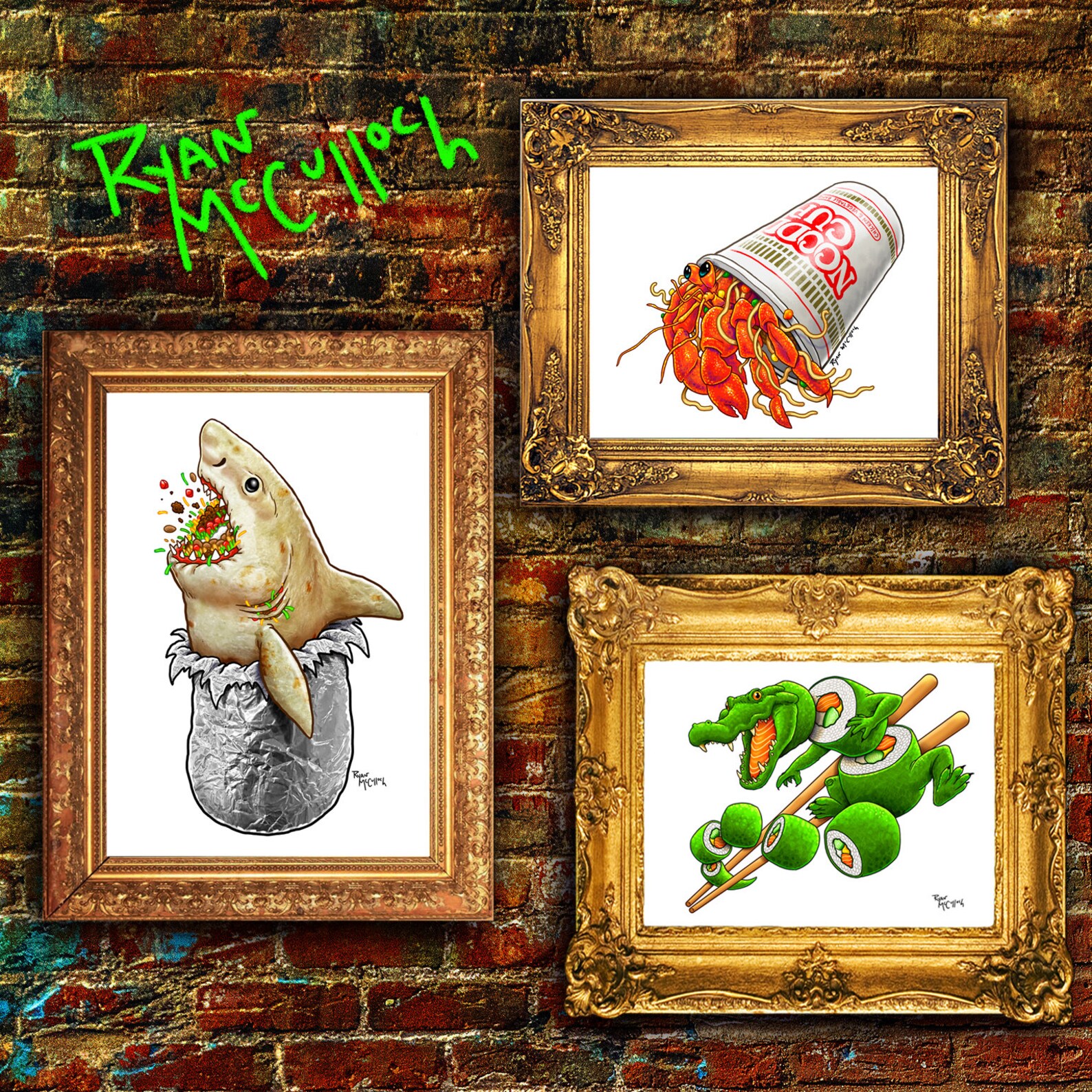 Signed Print: "sashimi Manatee" Sushi Manatee Painting, Food Animal ...