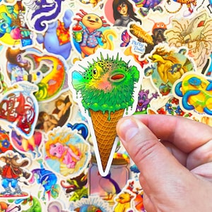 Food Animals Sticker Pack of 4 CLEAR & HOLOGRAPHIC STICKERS: Burrito ...