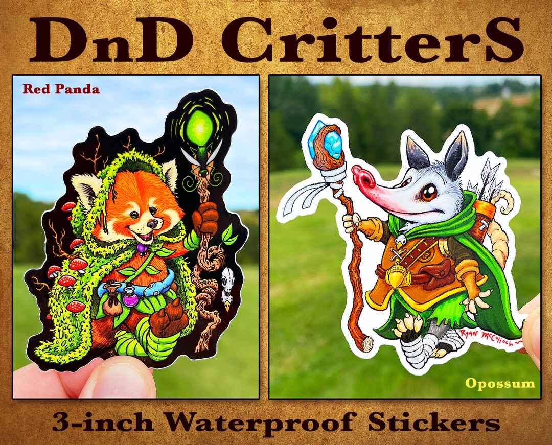 Dnd Animal Stickers! Opossum & Red Panda! Gift for Dungeons and Dragons ...