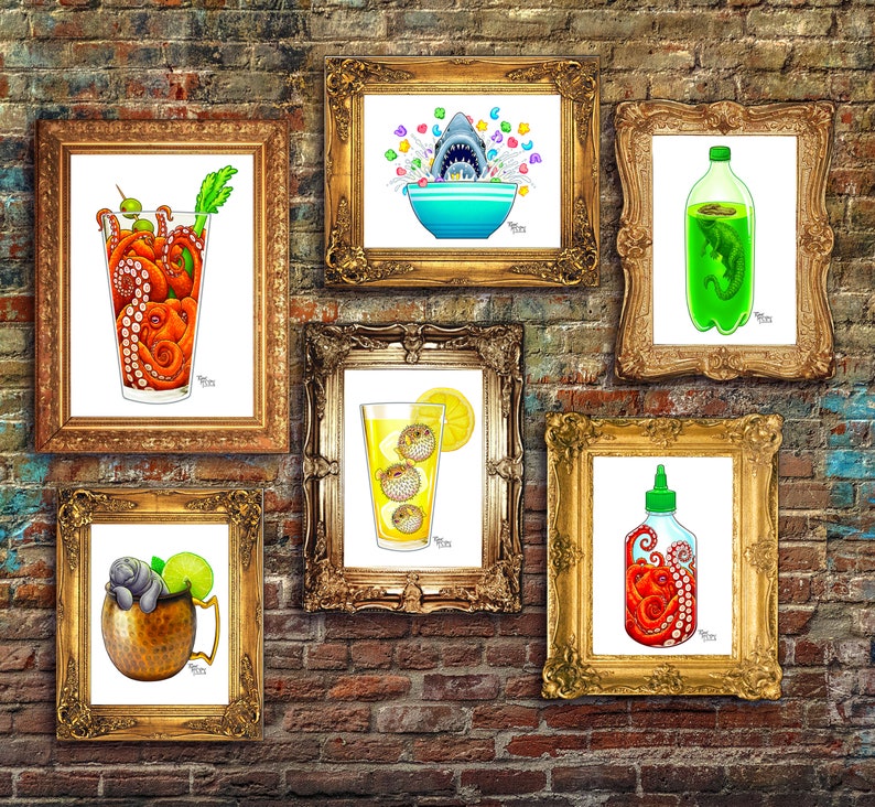 Signed Print: "sashimi Manatee" Sushi Manatee Painting, Food Animal ...