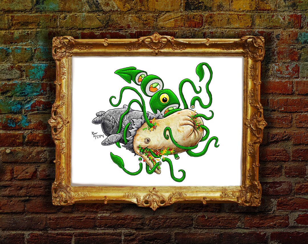 Signed Art Print: "mortal Enemies" Surreal Painting of Sperm Whale ...