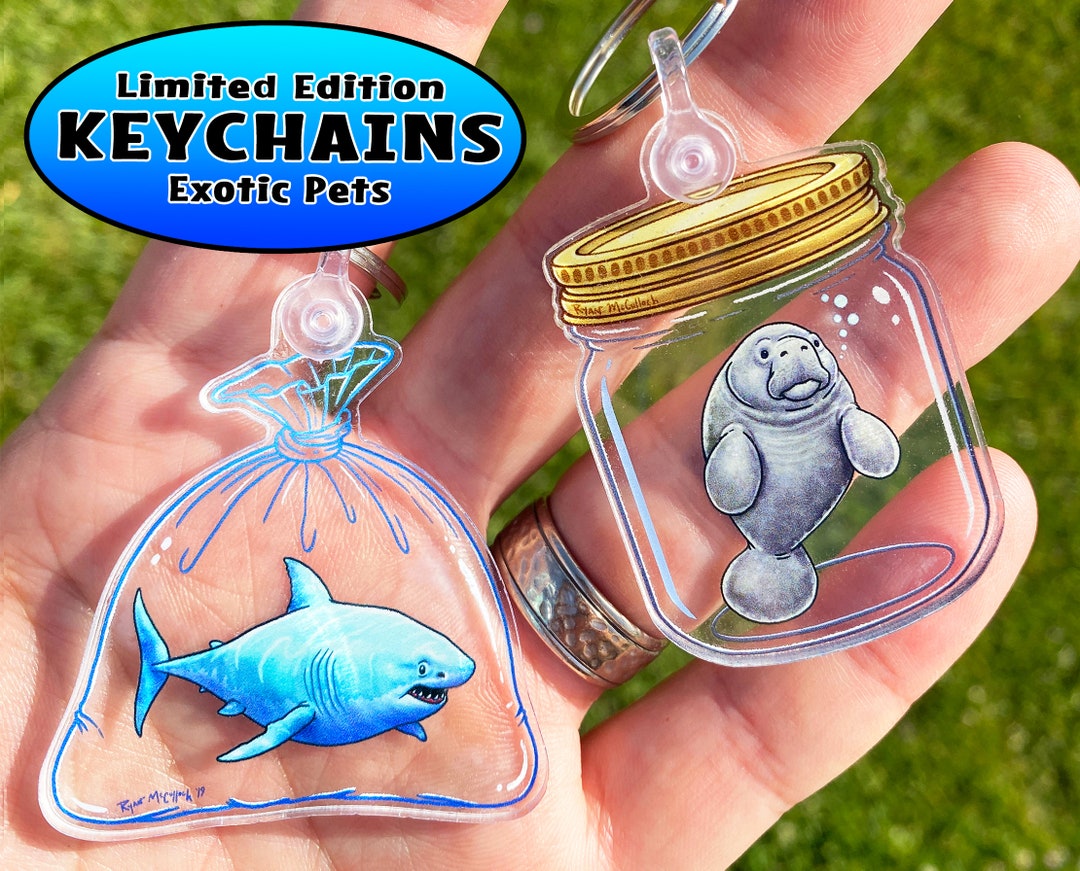 Transparent Keychain 2-pack! Limited Series! "exotic Pets" Manatee in A ...