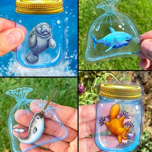 Clear Sticker 4-pack, EXOTIC PETS: Narwhal Sticker, Manatee Sticker ...