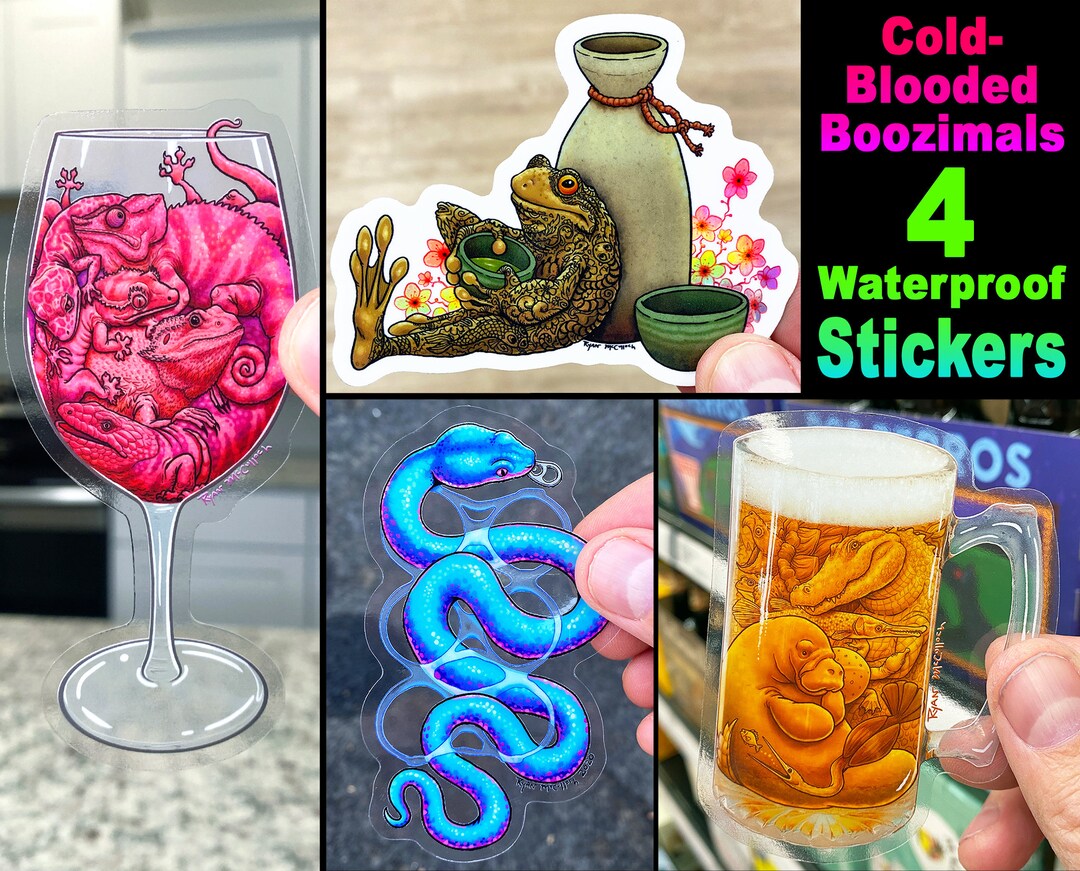 Sticker-pack "alcoholic Reptiles" 4 Transparent & Holo Stickers ...