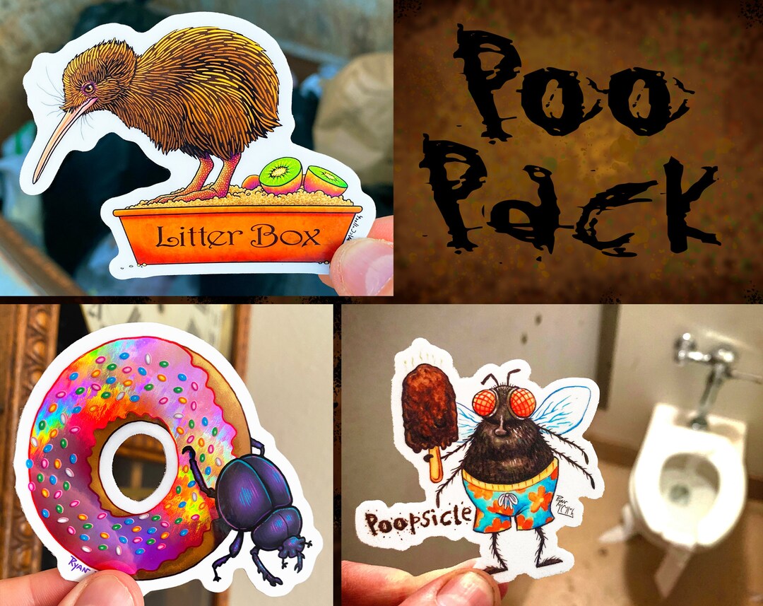 3 Poop Stickers: Holographic & Vinyl Sticker-pack! WHITE ELEPHANT GIFT ...