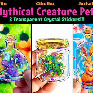3 Mythical Creature Pets Sticker-pack: Griffin, Cthulhu & Jackalope ...